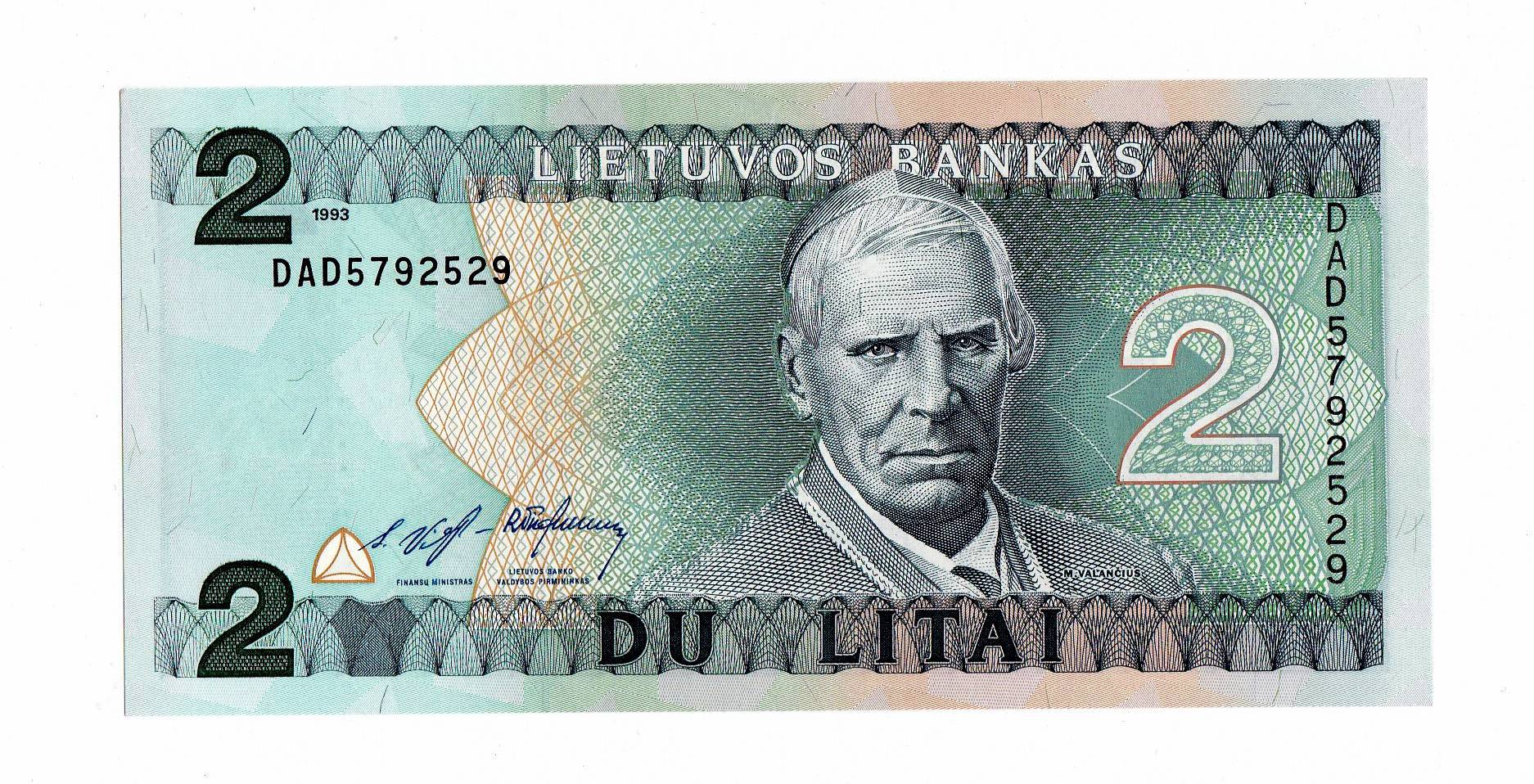 1993 Lithuania banknota 2 litai,UNC | 20029121