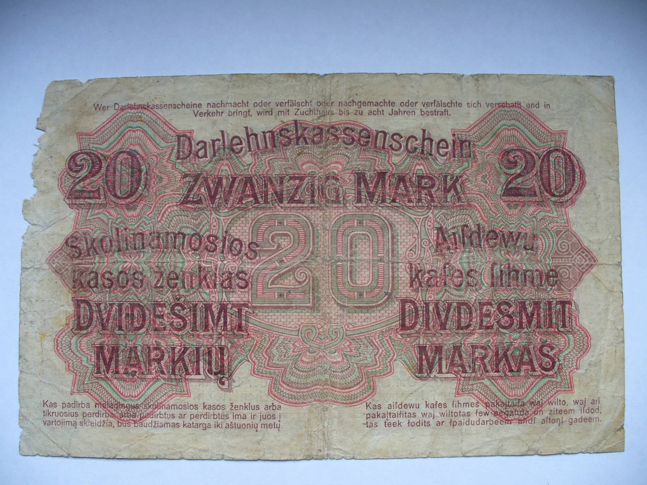 Lietuva 20 OST Mark 1918______________________857B | 19954208
