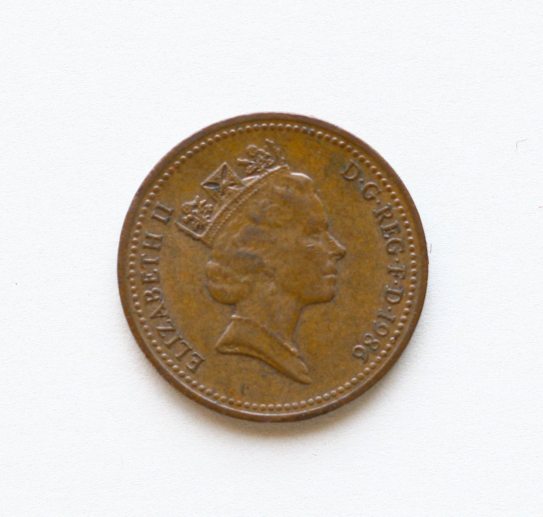 (UK37) Anglija. 1 One Penny. 1986 m. Elizabeth II. | 16946569