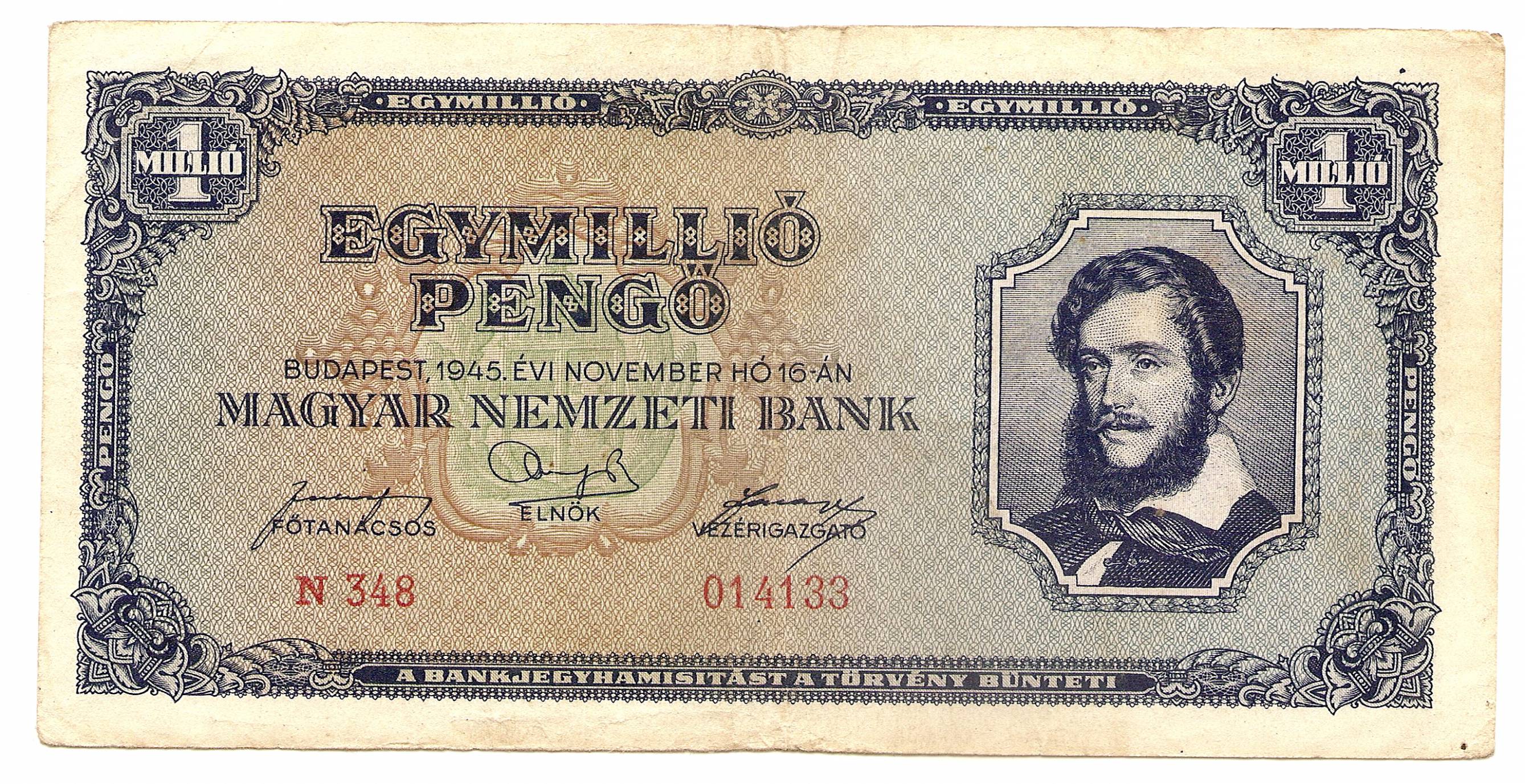 B. Vengrija 1 000 000 pengo 1945 P122 | 24554285