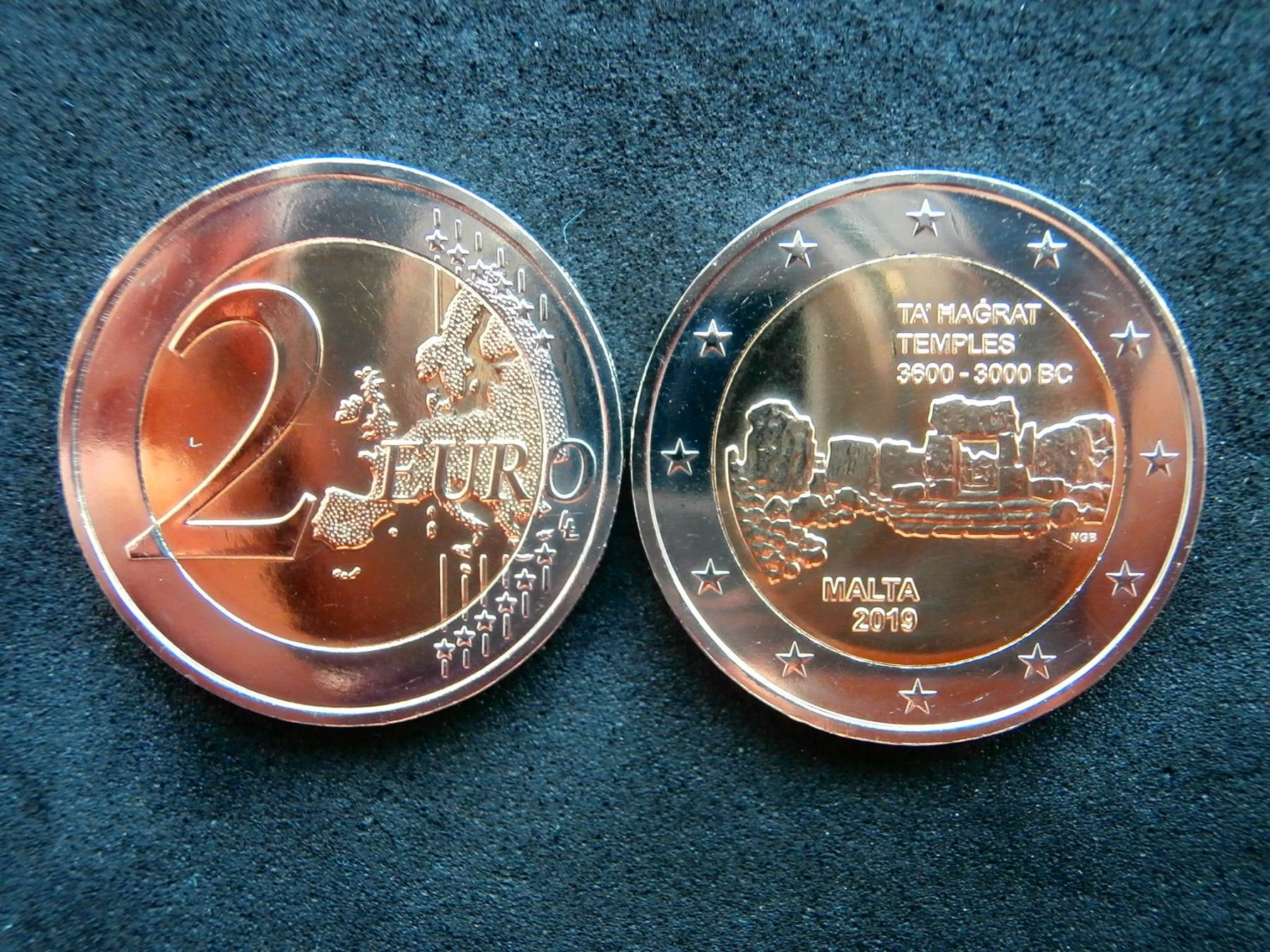Malta 2 Eurai 2019 "Ta'Hagrat" UNC | 24289751