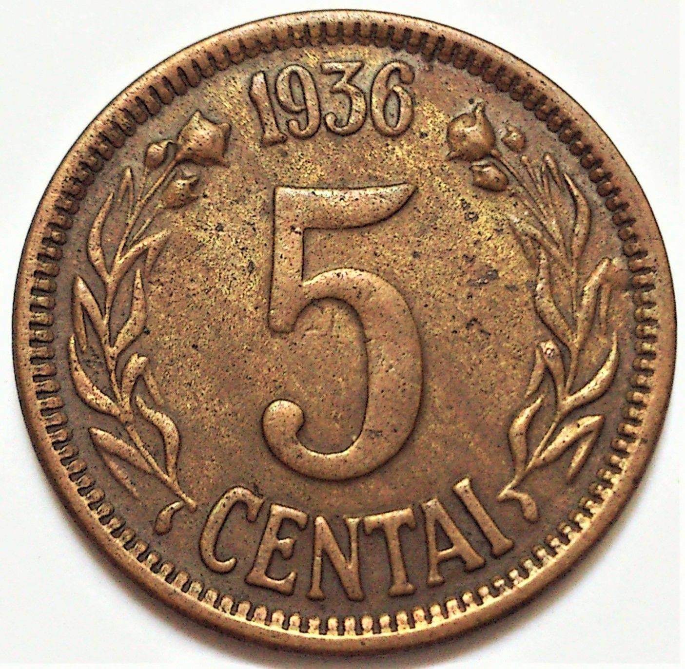 5 CENTAI 1936 m. LIETUVA # 235 | 23778035