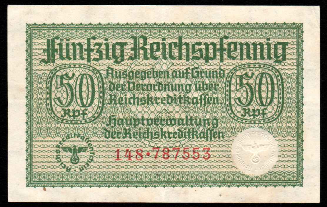Vokietija 50 pfenig. 1940-45m. XF+ P-R135 | 23157641