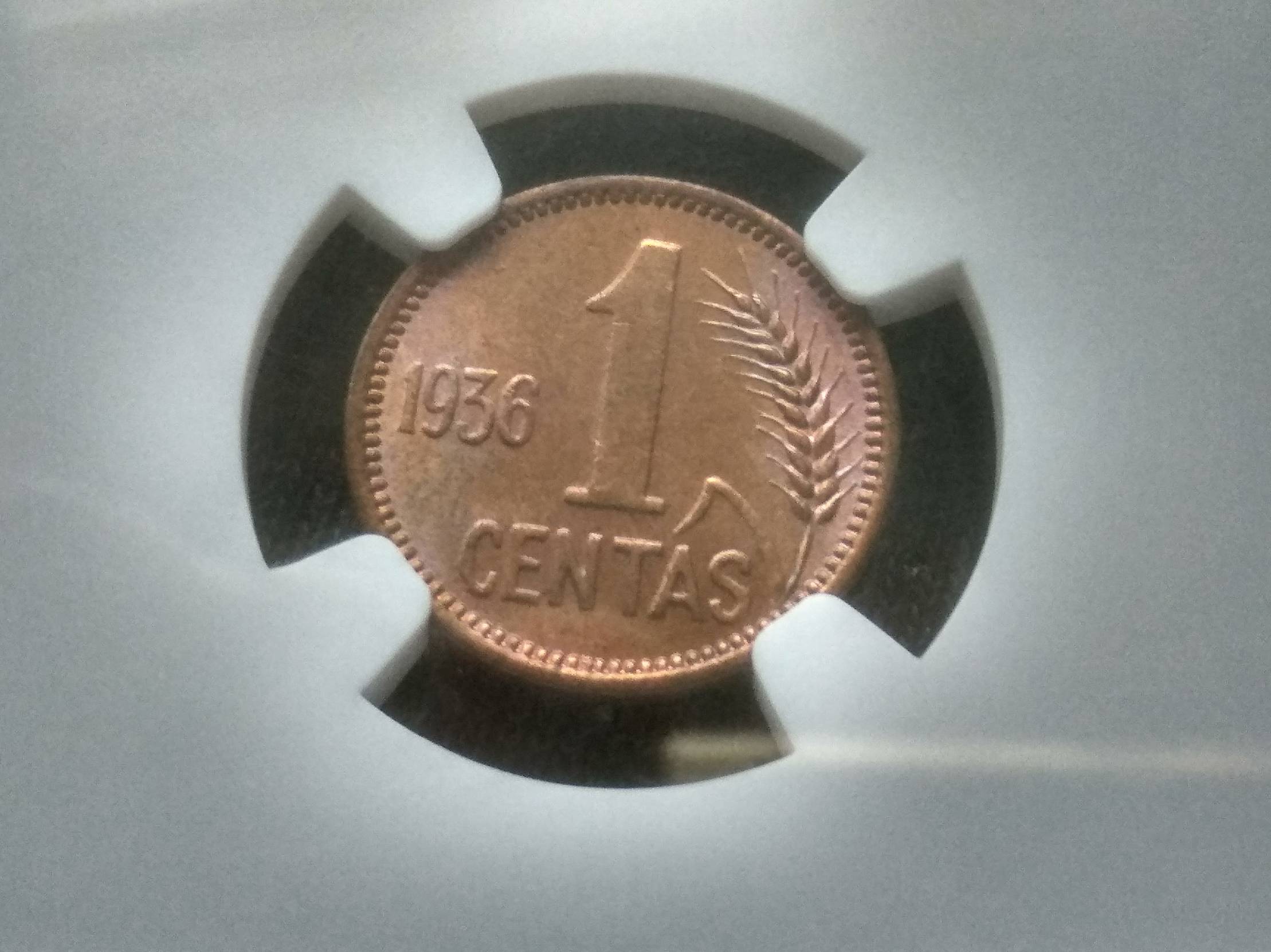 Lietuva 1 centas 1936 MS65RB NGC | 23584083