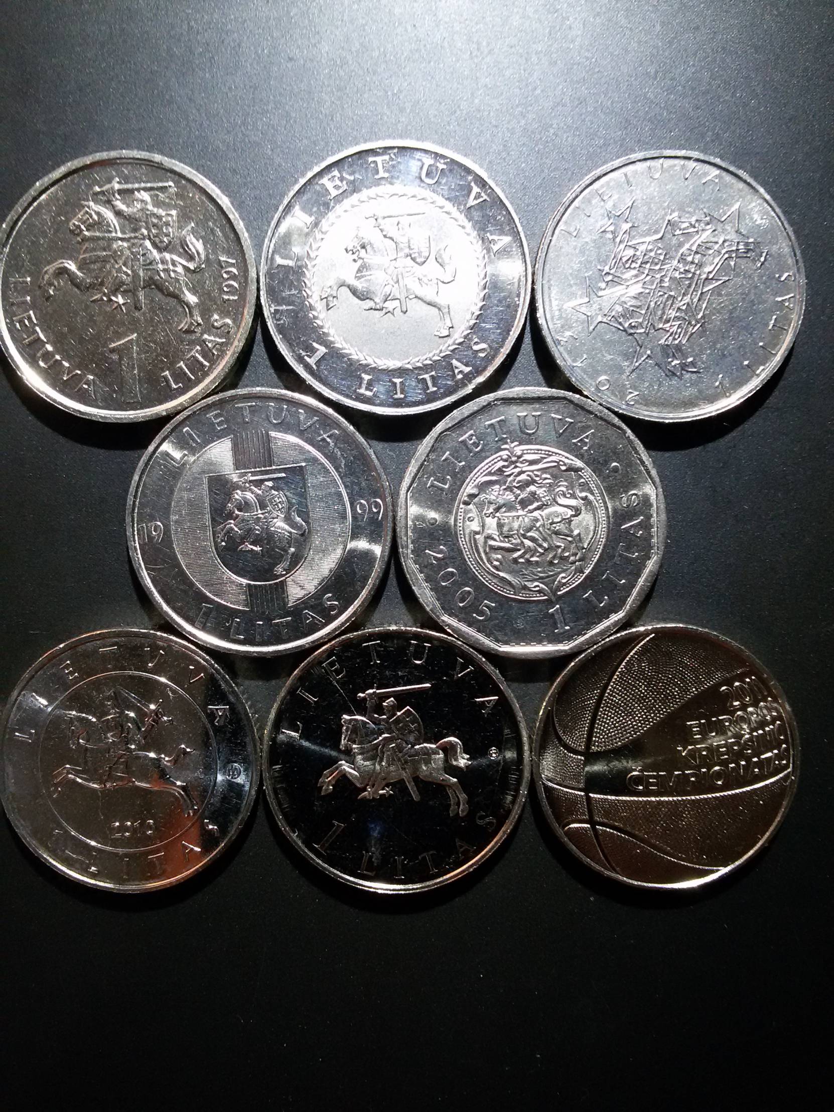 Lietuva 1 Lito monetų rinkinys 8 vnt. 1997-2013(2) | 27090944